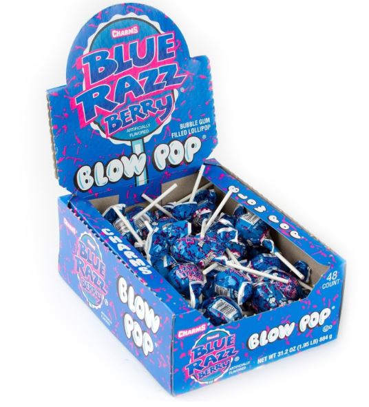 Charms Blow Pop Blue Razz 18g*48st. USA - norwayamericanabedrift